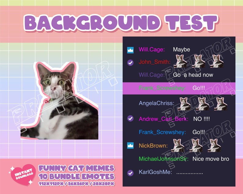 10 Cute Cat Memes Emote Pack 11 Stream Emotes Cute Emotes - Etsy
