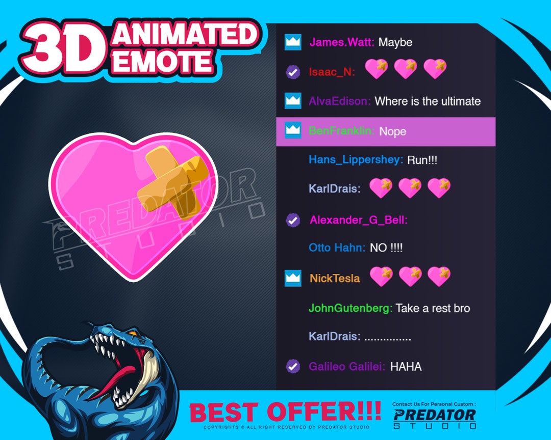 Sick Heart Valentine 3D Animated Twitch Emote - Etsy