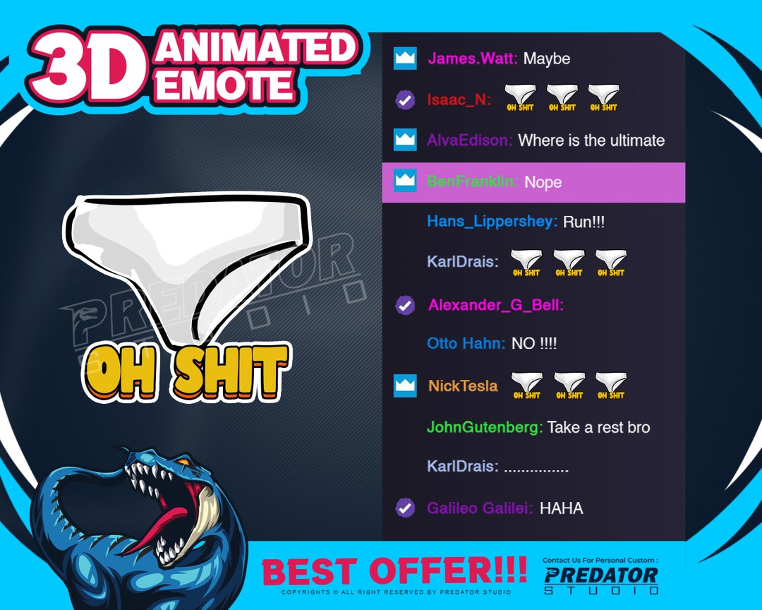 Oh Shit 3D Animated Emote, Kick Emote, Emotes Commission, Streamer ...
