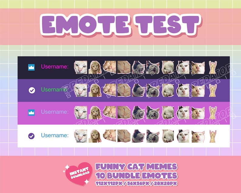 10 Cute Cat Memes Emote Pack 9 Cute Emotes Emotes Pack - Etsy