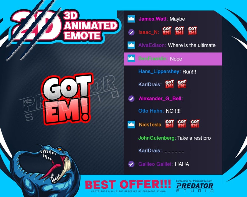 Got Em 3D Animated Text Emote Emote Twitch Animated Emotes - Etsy