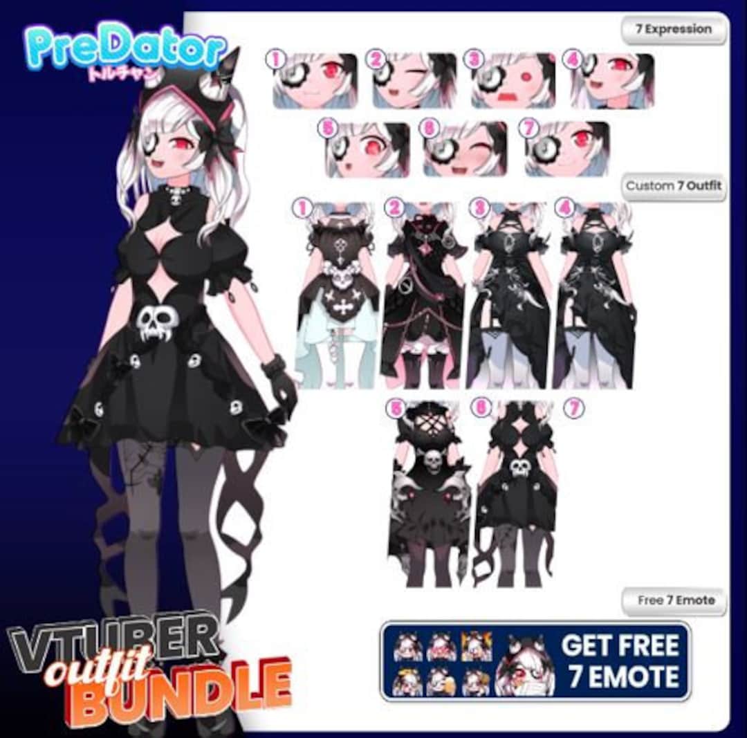 Customizable Gothic Vtuber Victorian Whisper: Live2d Model With 7 ...