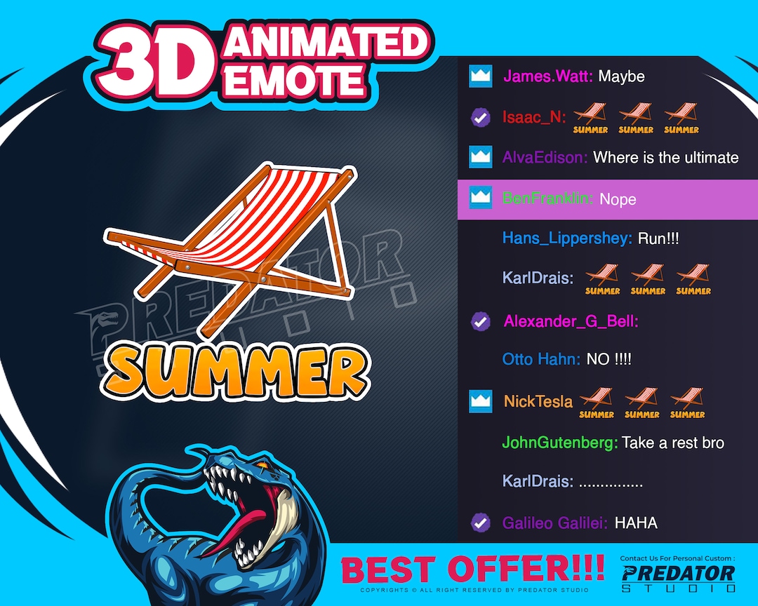 3D Animated Summer Emote: Beach Chair Stream Emote - Etsy