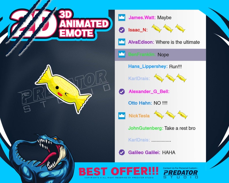 Yellow Candy 3D Animated Emote Emotes Twitch Animated - Etsy