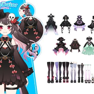 Customizable Live2d Model Dark Elegance: Intricate Gothic Vtuber With ...