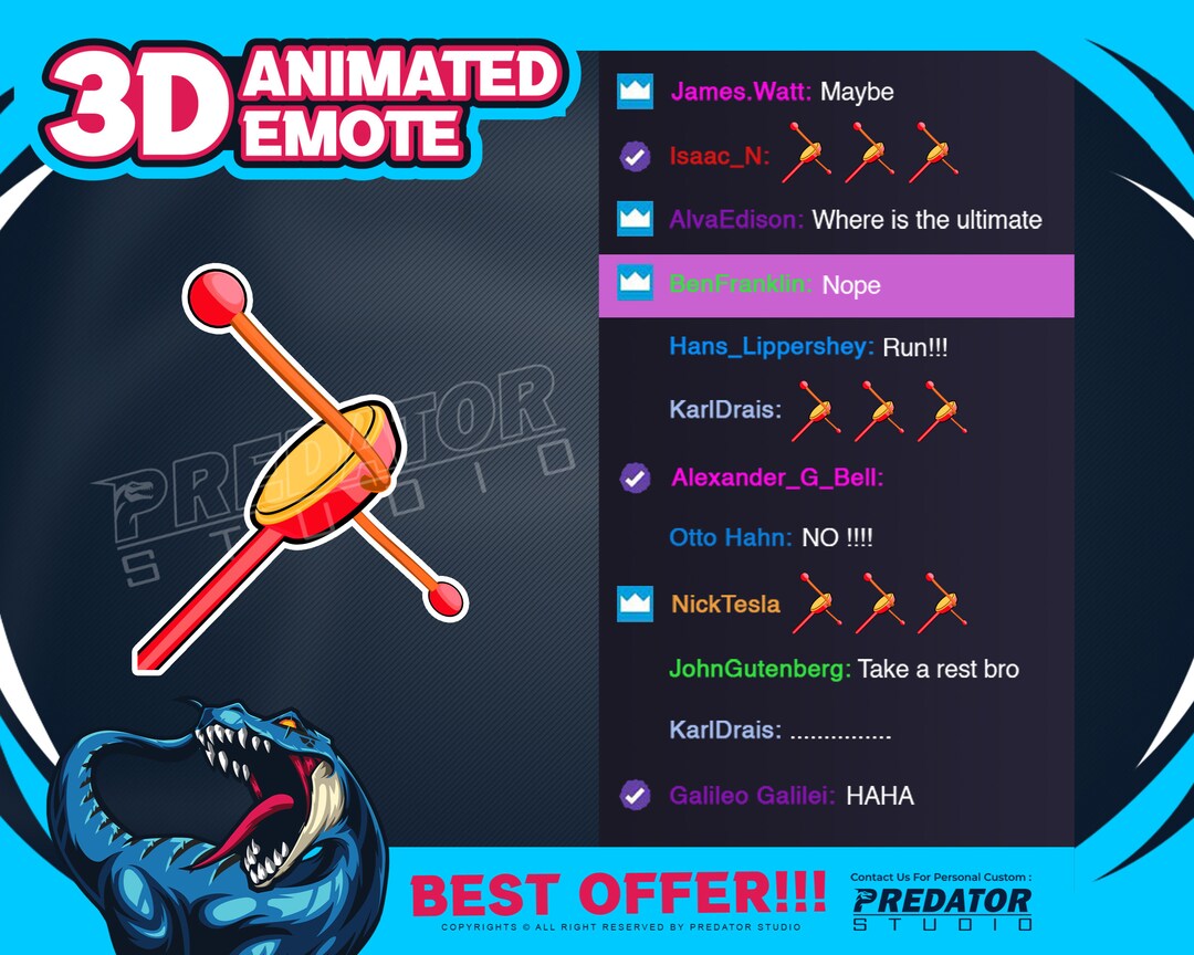 3D Rattle Drum Animated Emote: Twitch Streamer (GIF) - Etsy