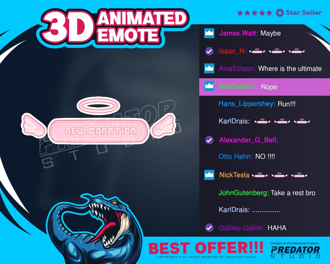 3D Animated Emote, Twitch Chat Emotes, Kick Emote - Animated Pink Angel ...