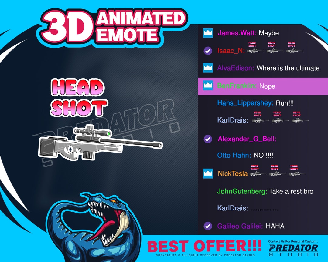 3D Animated Emote, Game Emote, Kick Emote, Discord Emotes, Twitch Sub ...