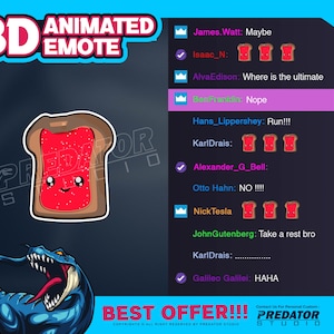 Jam Toast 3D Animated Emote, Twitch Emote, Animated Emotes, Food Emote ...