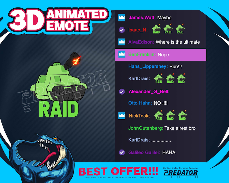 Tank Raid 3D Animated Emote Emotes Twitch Animated Emotes - Etsy