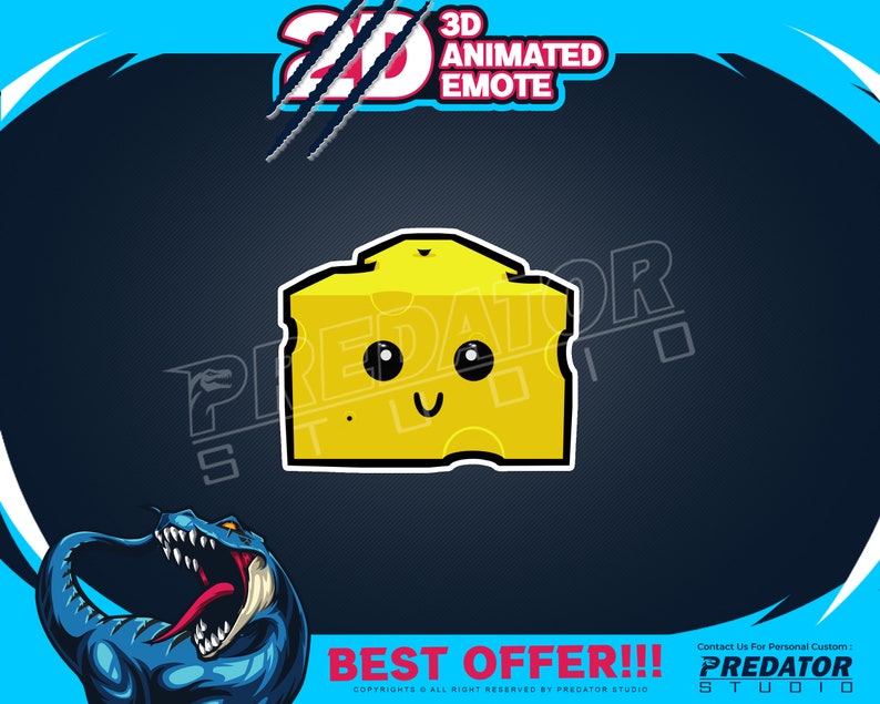 Cute Cheese 3D Animated Emote Version 10, Kick Emote, Emotes Commission ...