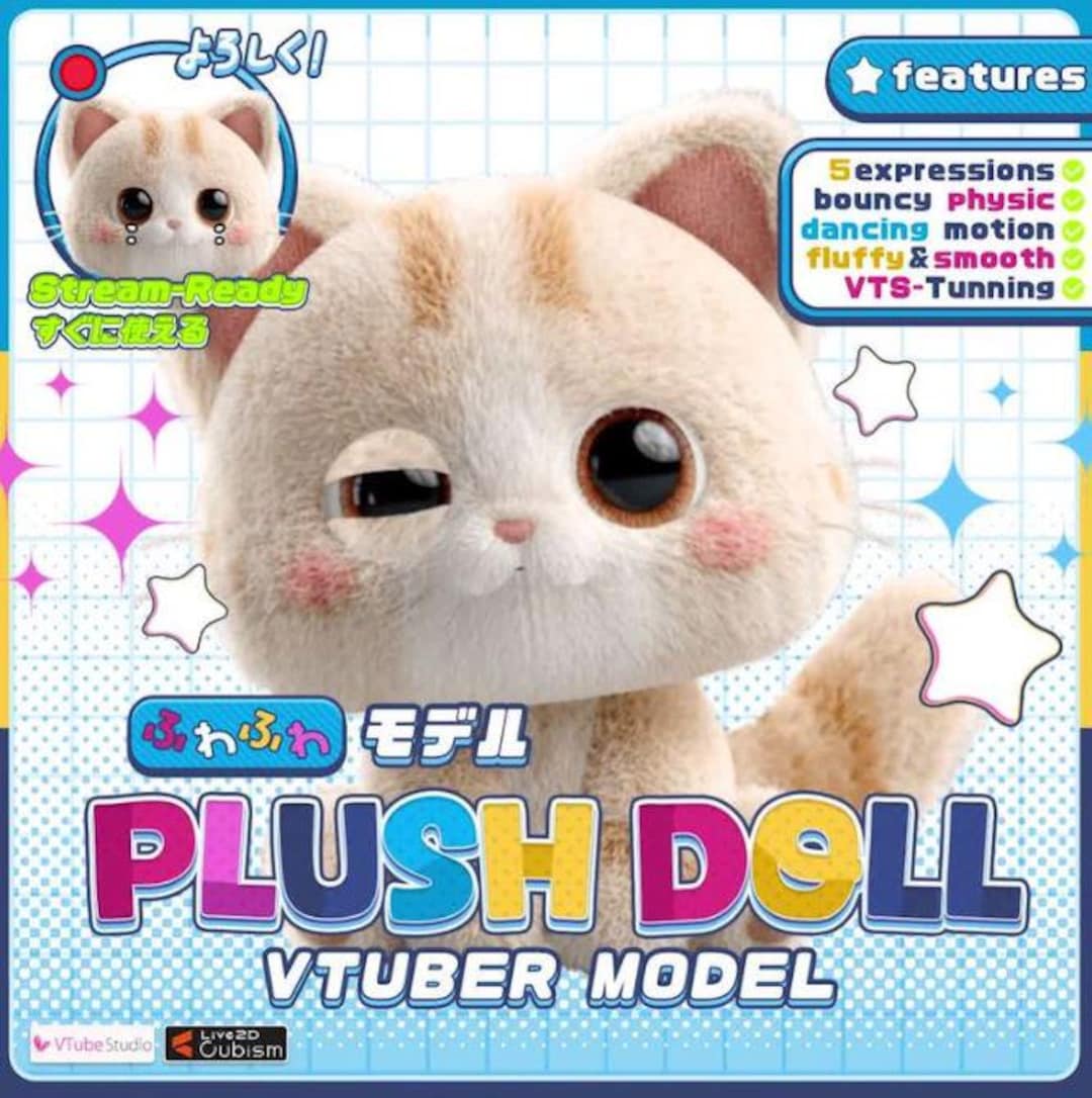 Winking Cat Plush Vtuber Model: Stream-ready Live2d Avatar - Etsy