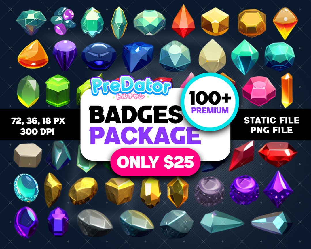Ultimate Diamond Pack 100+ Premium Badges for Streamers - Diamond Badge ...