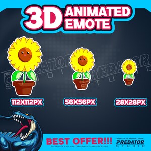 Sun Flower 3D Animated Emote, Gaming Emote, Twitch Emote, Flower Emote ...