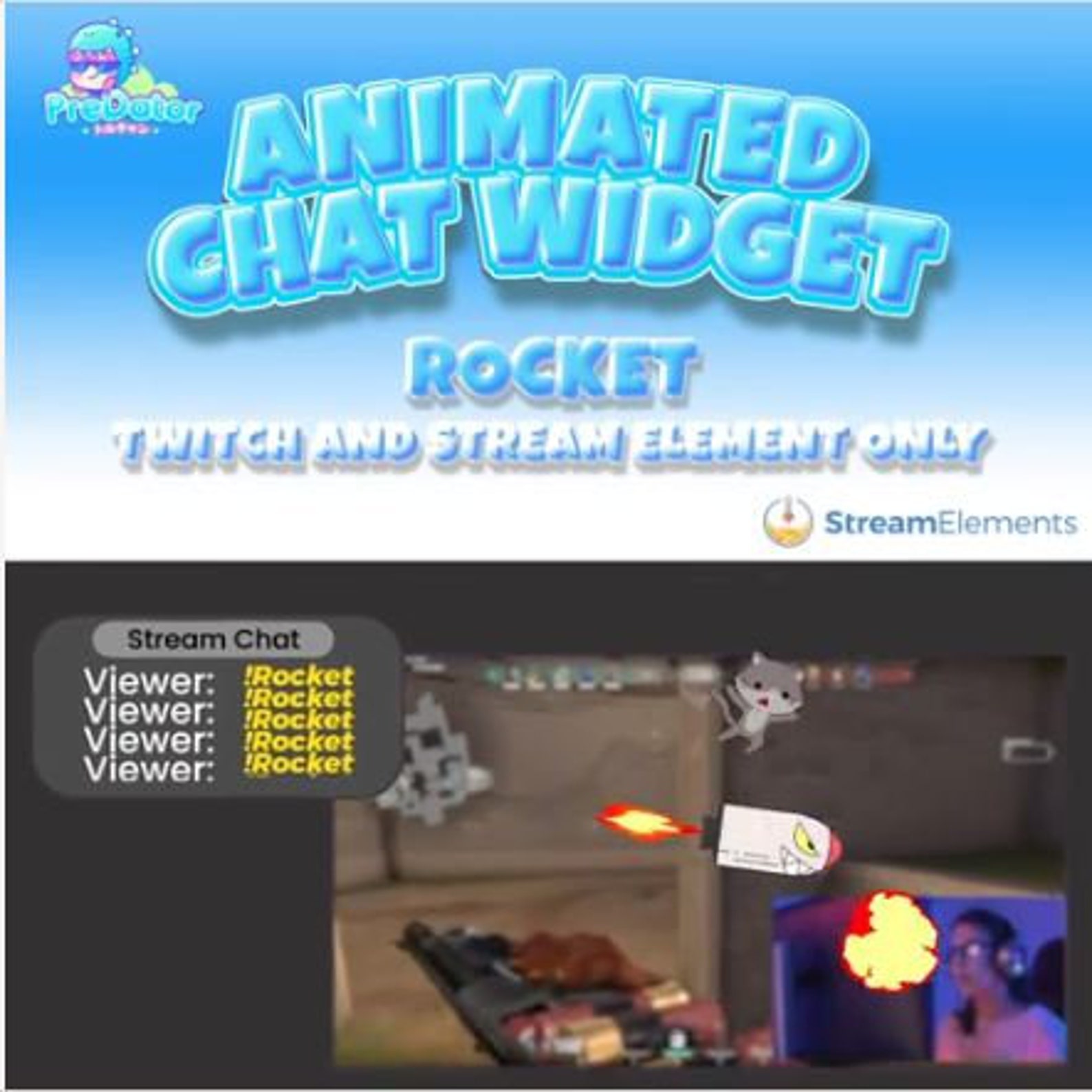 Rocket Animated Twitch Chat Widget - Streamelements - Etsy