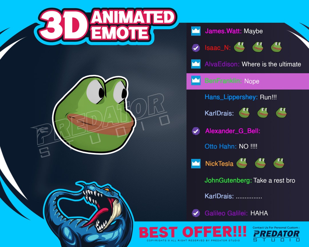 3D Animated Frog Emote: Kawaii Twitch/kick Stream Sub Emote (GIF/PNG ...