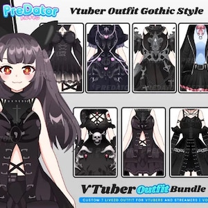 Customizable Gothic Vtuber Raven's Realm: Dark Avian-themed Live2d Model With 7 Mystical ...