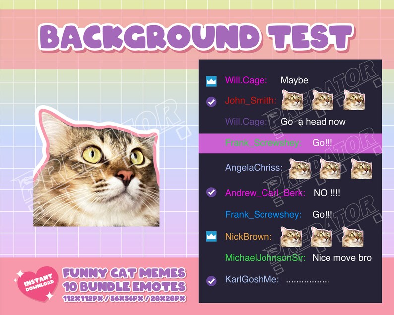 10 Cute Cat Memes Emote Pack 10 Cat Emotes Sad Emote Kitty - Etsy