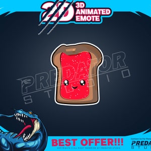 Jam Toast 3D Animated Emote, Twitch Emote, Animated Emotes, Food Emote ...