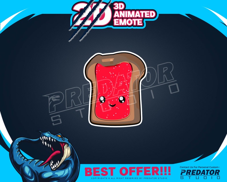 Jam Toast 3D Animated Emote Twitch Emote Animated Emotes - Etsy