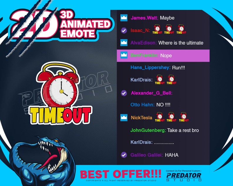 Time Out 3D Animated Emote Emote Commission Funny Emotes - Etsy