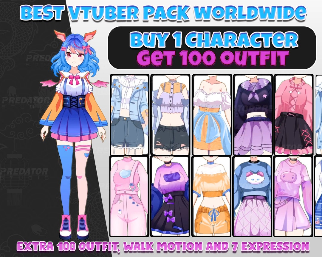 Live2d Vtuber Model Pack | Ultimate Customizable | 100 Stylish Outfits V1 | Streamers | Vtuber ...