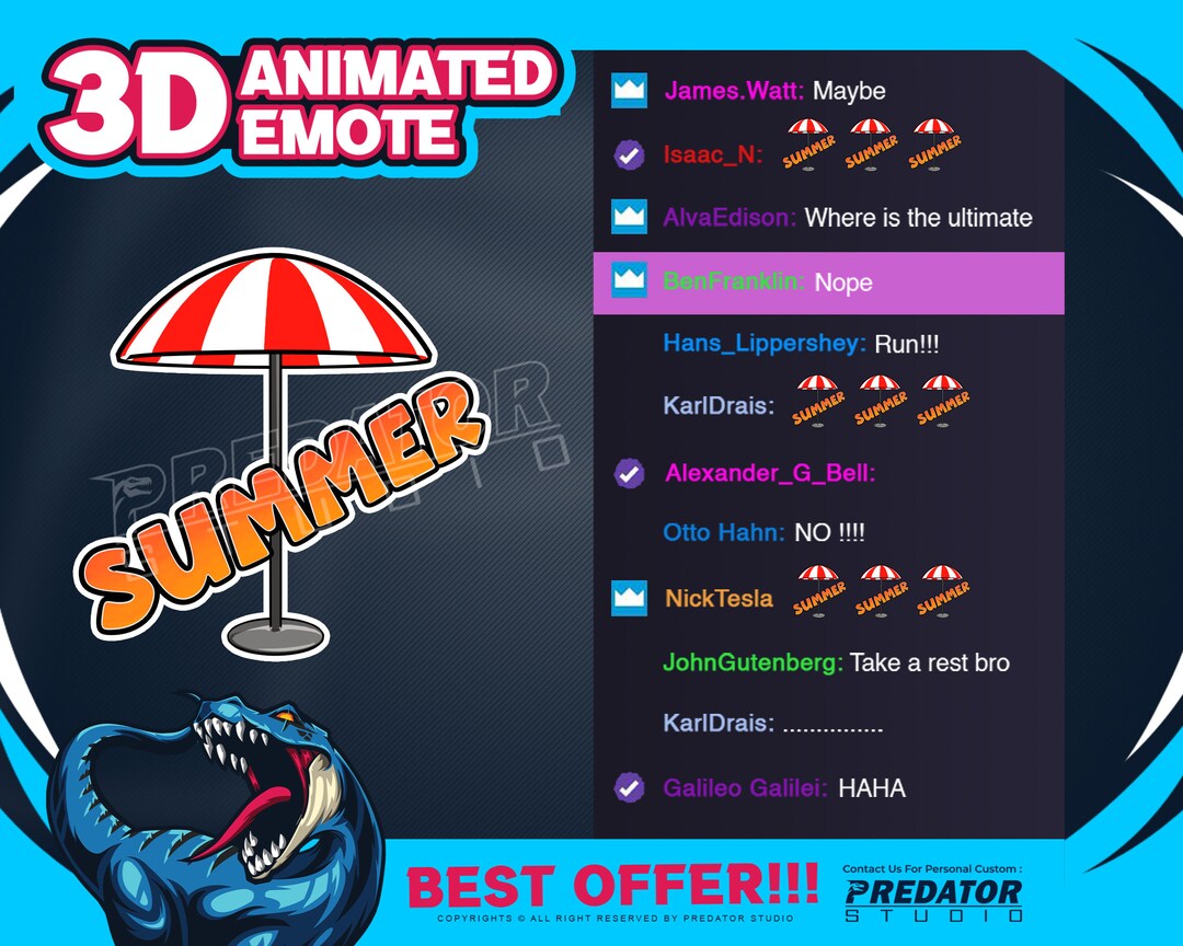Summer Umbrella 3D Animated Emote, Gaming Emote, Bit Twitch Emote ...