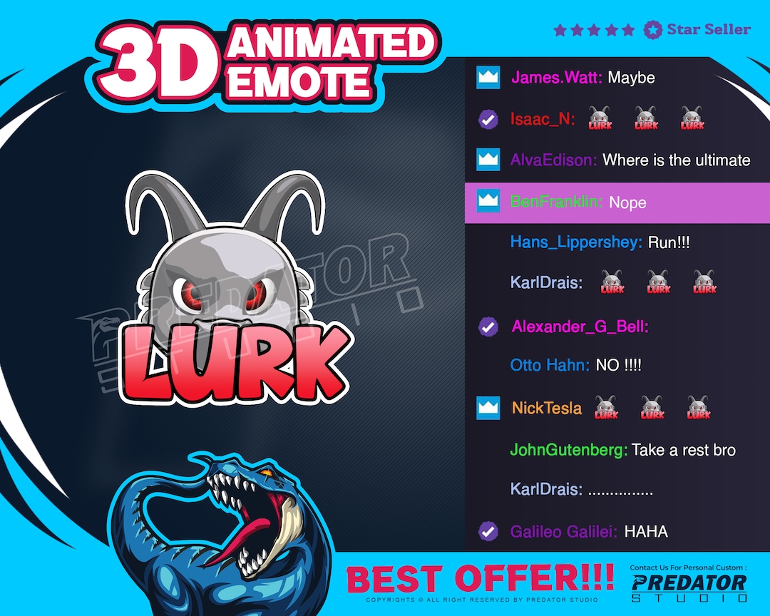 3D Animated Lurk Dragon Emote for Twitch & Kick - Etsy UK