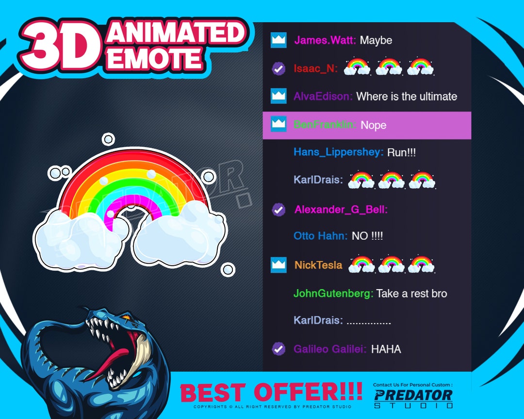 Rainbow 3D Animated Emote, Kick Emote, Emotes Commission, Streamer ...