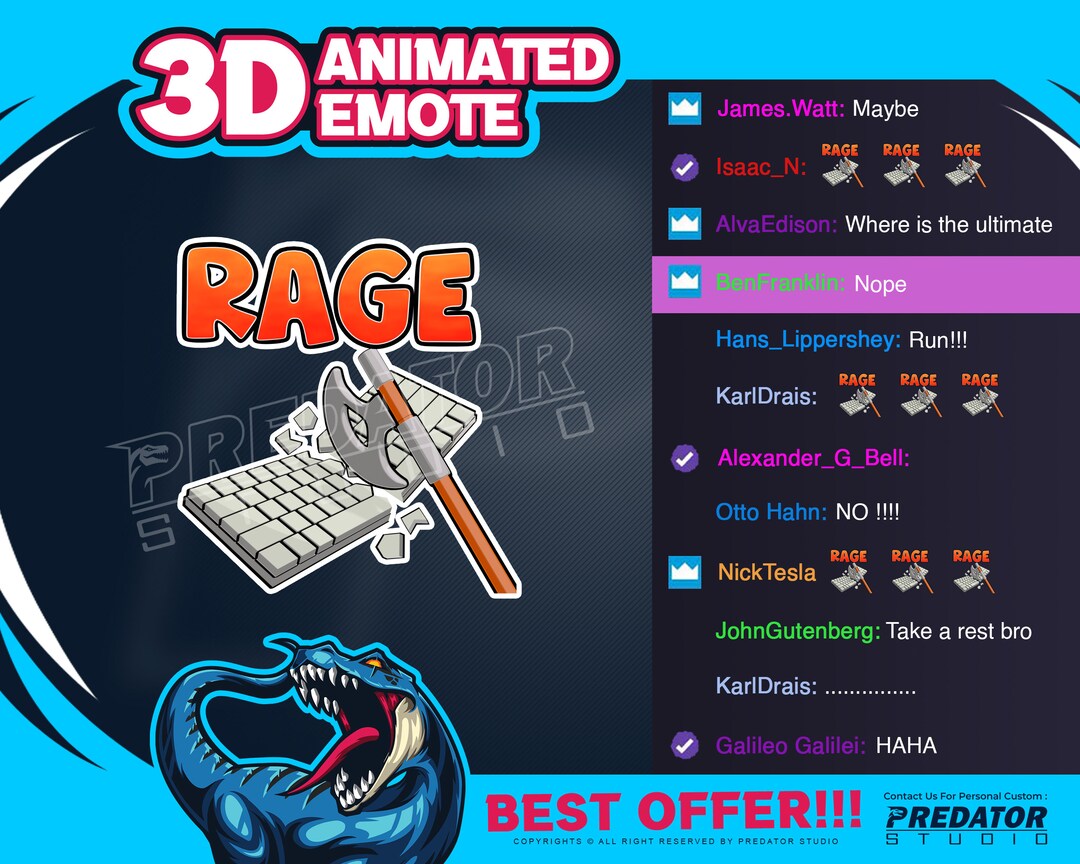 3D Animated Rage Emote: Keyboard Smash - Twitch/discord Gif - Etsy