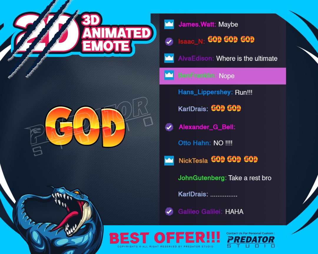 God 3D Animated Text Emote, Discord Emotes, Animated Emotes, Text ...