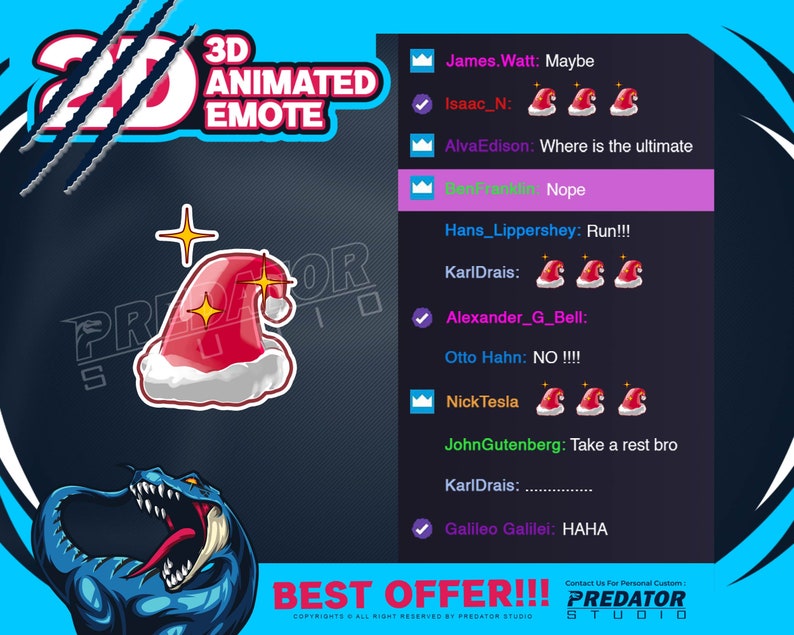 3D Animated Santa Hat Emote: Twitch/kick Streamer - Etsy