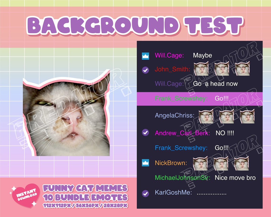 10 Cute Cat Memes Emote Pack 7 Emote Pack Emote Commission - Etsy