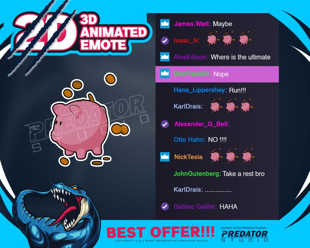 Piggy Bank 3D Animated Emote, Twitch Emote, Animated Emotes, Kick Emote ...