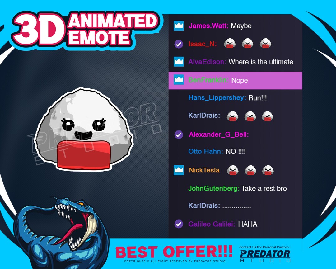 3D Sushi Animated Emote: Twitch/kick Streamer Emotes (GIF/PNG) - Etsy