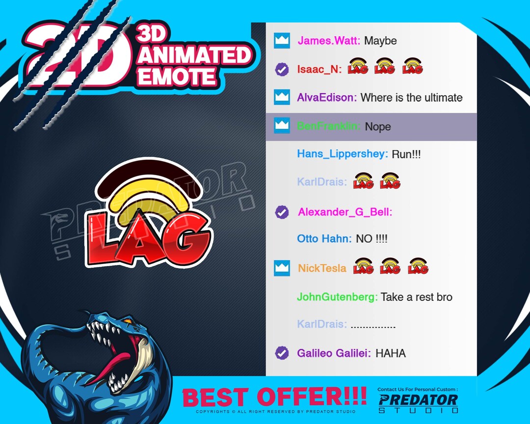 Lag 3D Animated Text Emote, Emote Commission, Emote Animated, Twitch ...