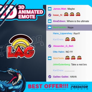 Lag 3D Animated Text Emote, Emote Commission, Emote Animated, Twitch ...