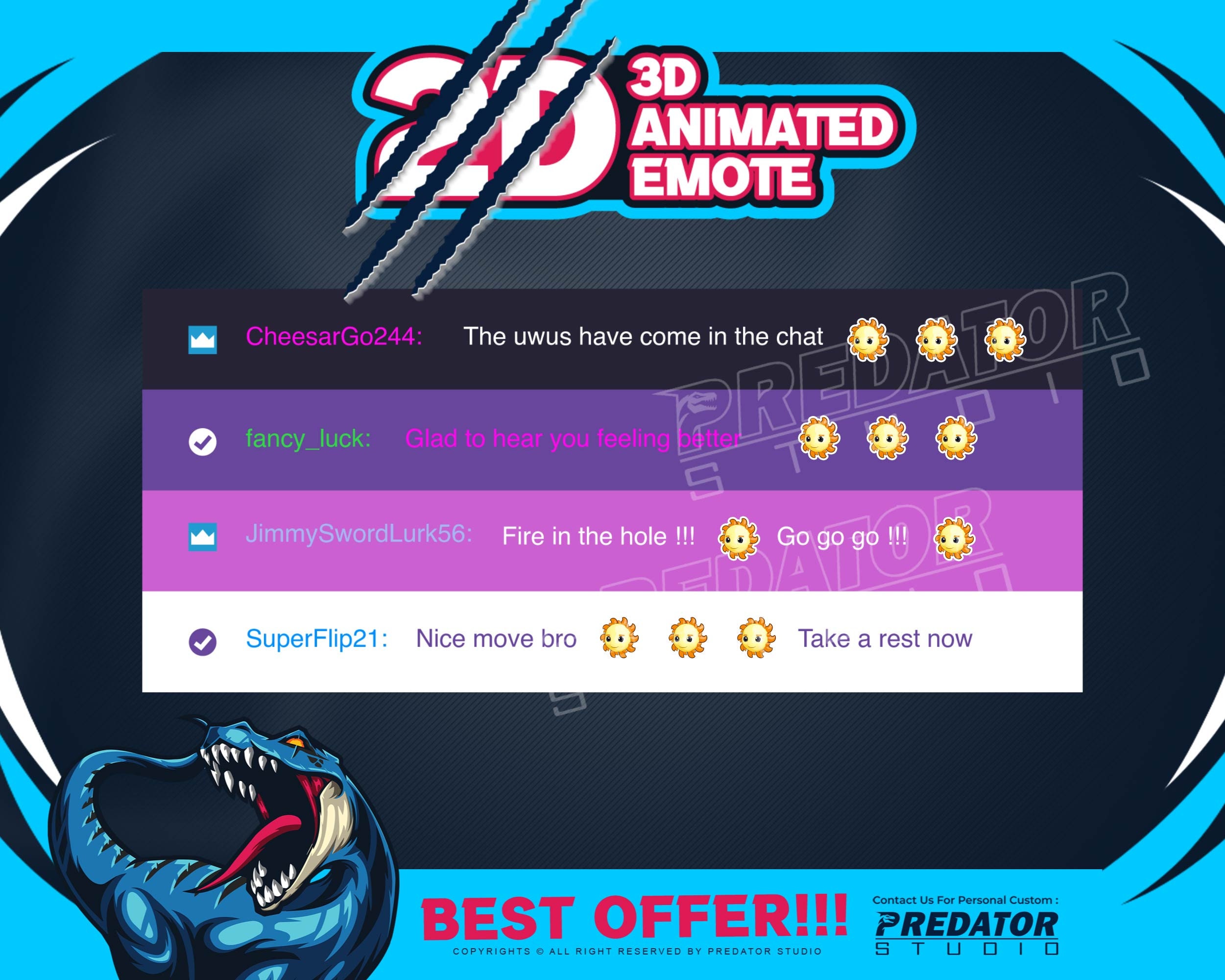 Cool Sun 3D Animated Emote, Funny Emotes, Animated Emotes, Chibi Emote ...