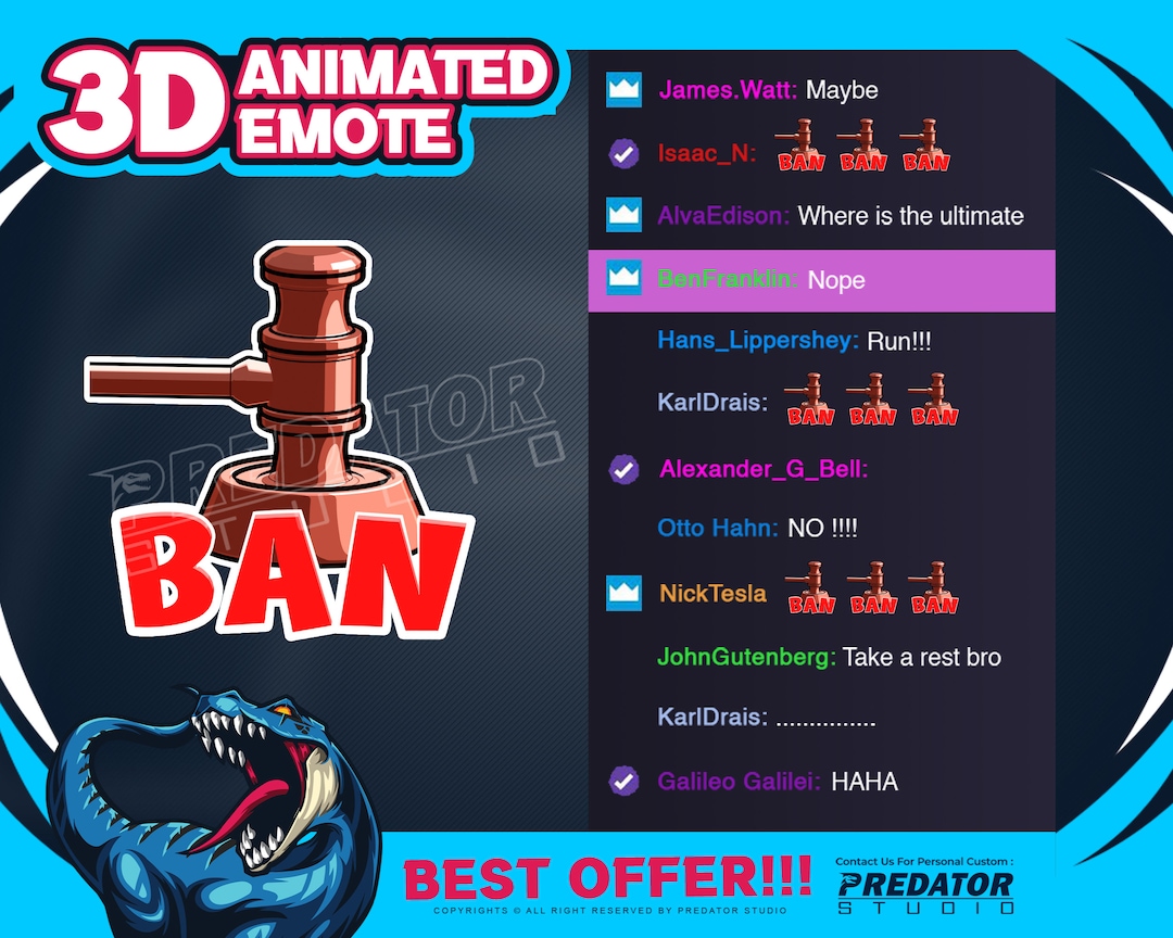 3D Animated Ban Hammer Emote: Twitch/discord Stream - Etsy