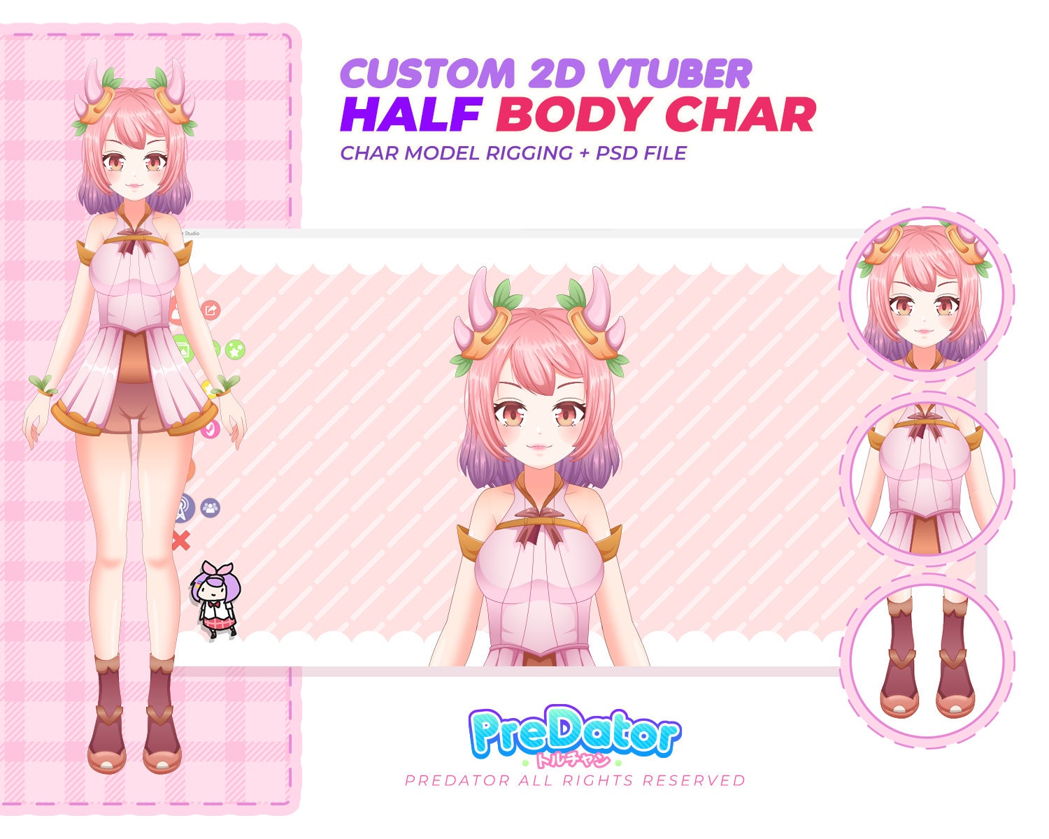 Custom Anime Vtuber Live2d Half-body Model With Rigging - Etsy