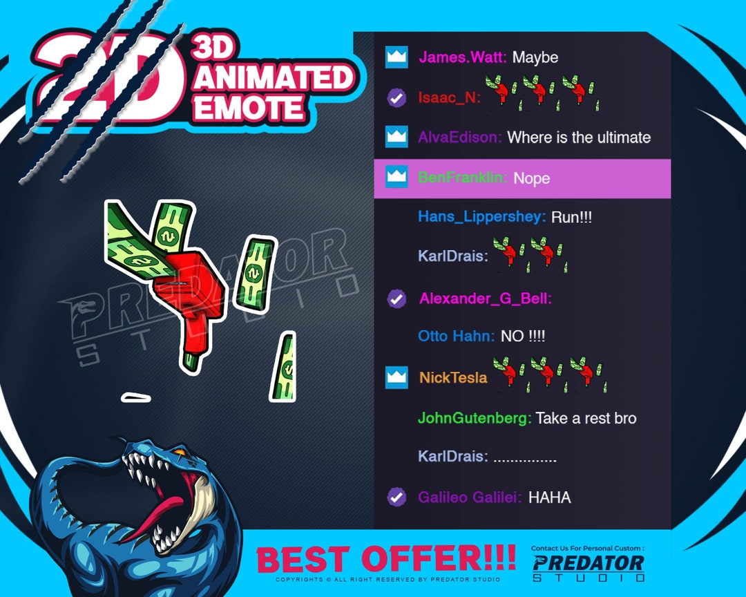 Red Money Gun 3D Animated Emote, Twitch Emotes, Animated Emotes, Money ...