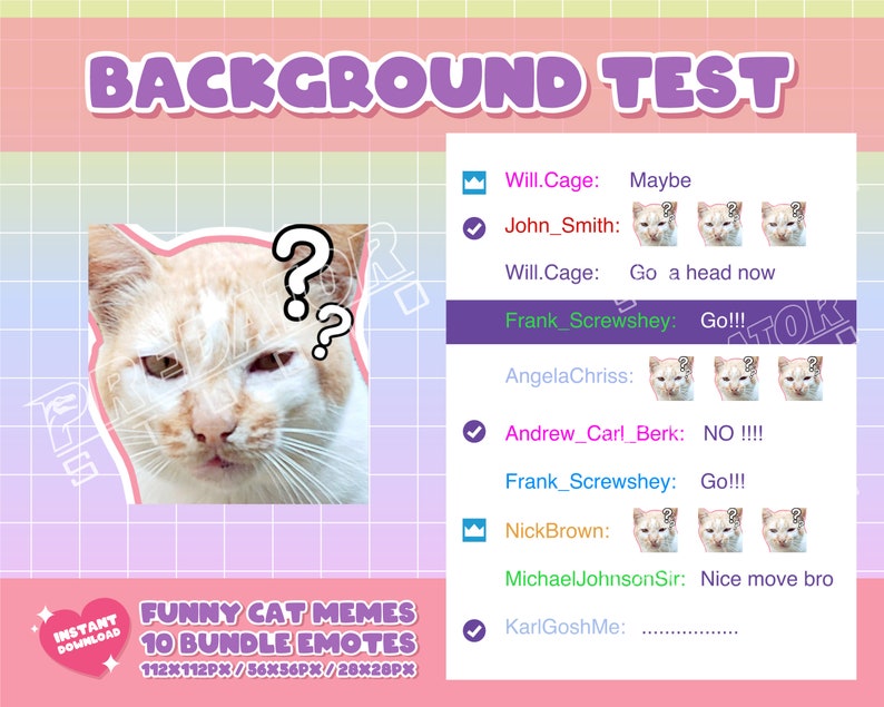 10 Cute Cat Memes Emote Pack 13 Lurk Emotes Cat Emotes - Etsy