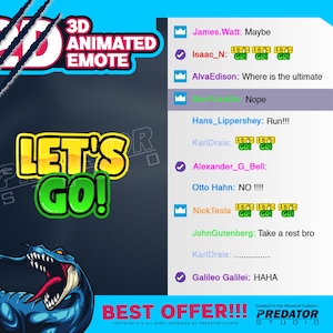 Lets Go 3D Animated Text Emote V2, Emotes Twitch, Emote Commission ...