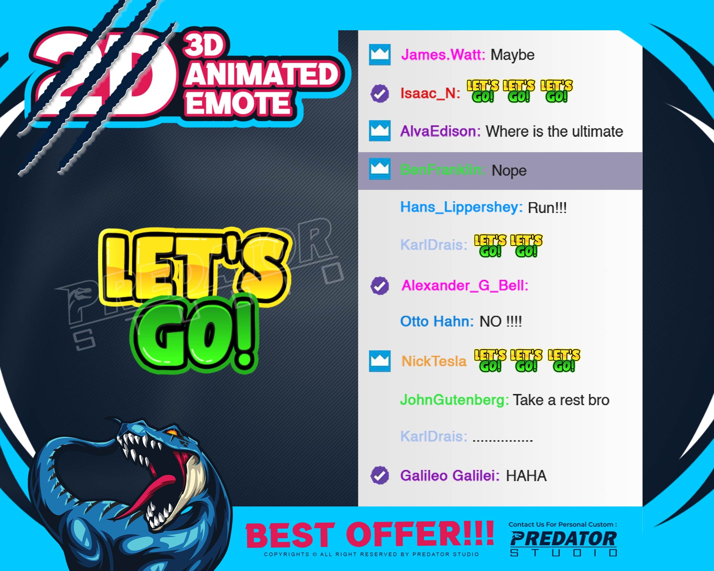 Lets Go 3D Animated Text Emote V2 Emotes Text Emotes - Etsy