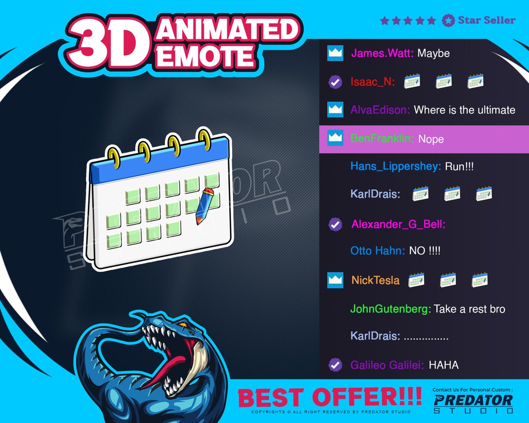 Time Management Mastery Calendar 3D Animated Emote for Twitch Chat ...