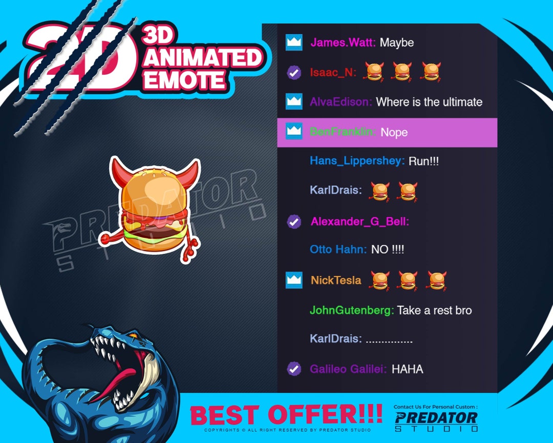 Devil Burger 3D Animated Emote, Discord Emotes, Kick Emote, Emotes ...