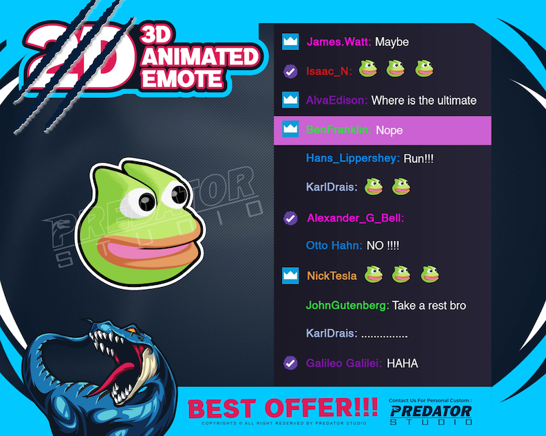 Pepega 3D Animated Emote, Discord Emotes, Emote Commission, Animated ...