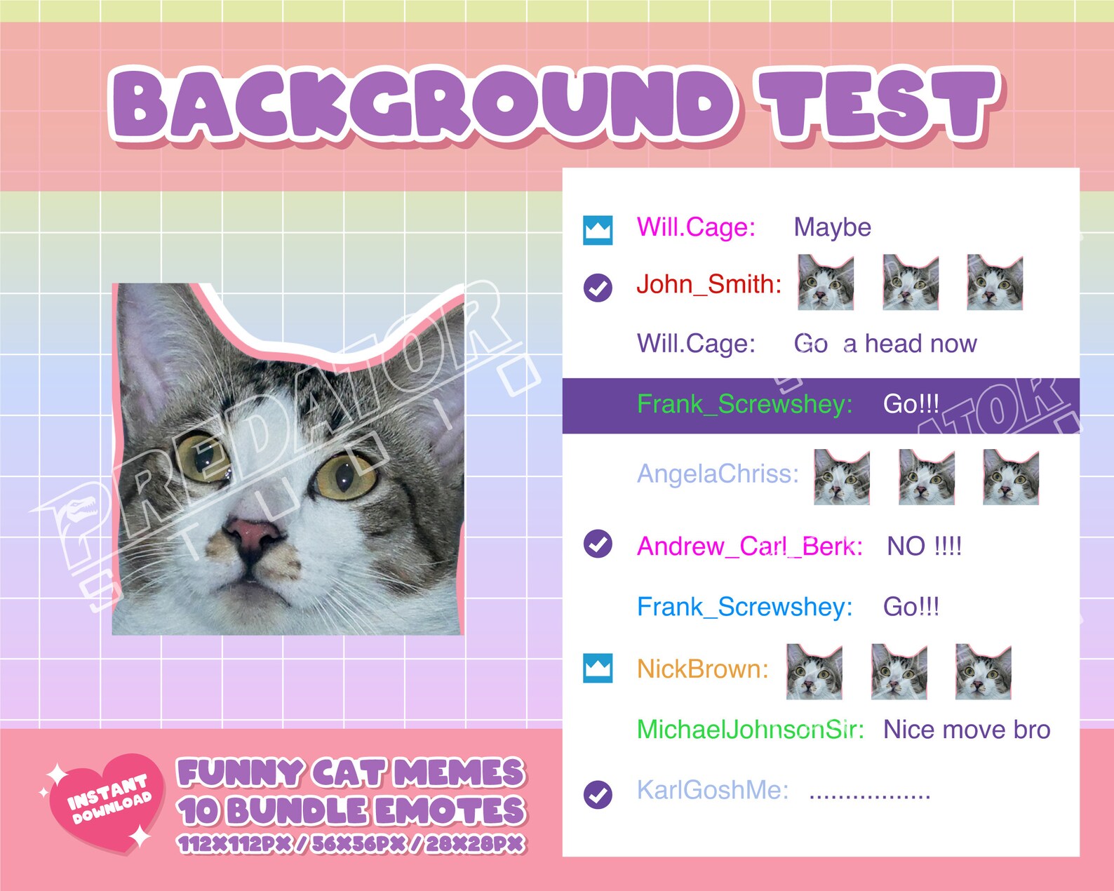 10 Cute Cat Memes Emote Pack 4 Animal Emotes Lurk Emotes - Etsy