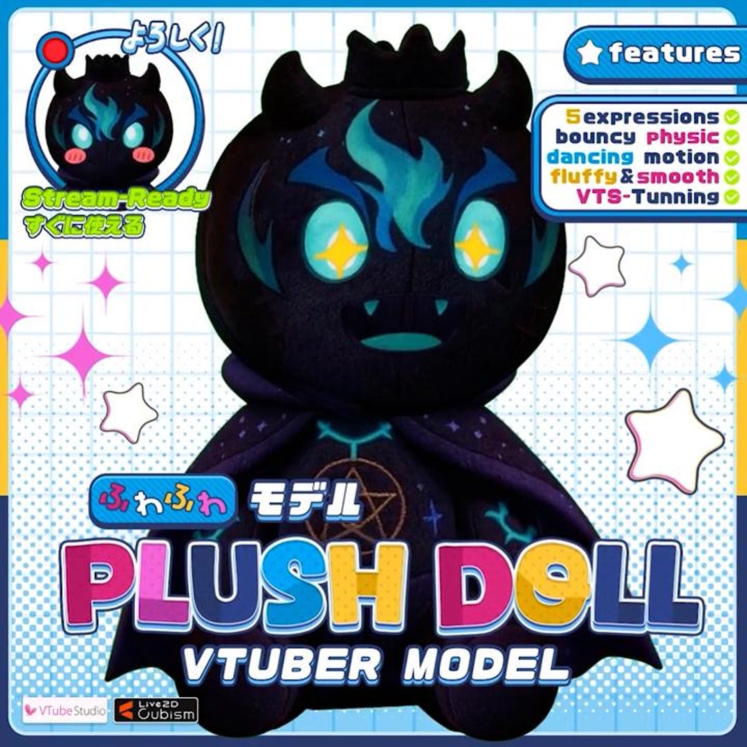 Fluffy Plush Doll Live2d Vtuber Model or Adoptable | Cute Stream Avatar ...