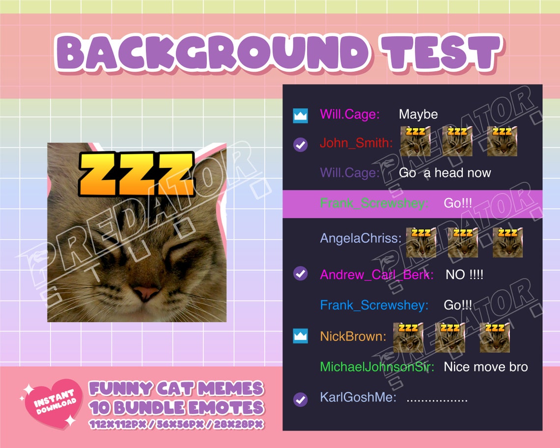 10 Cute Cat Memes Emote Pack 5 Lurk Emote Emote Commission - Etsy